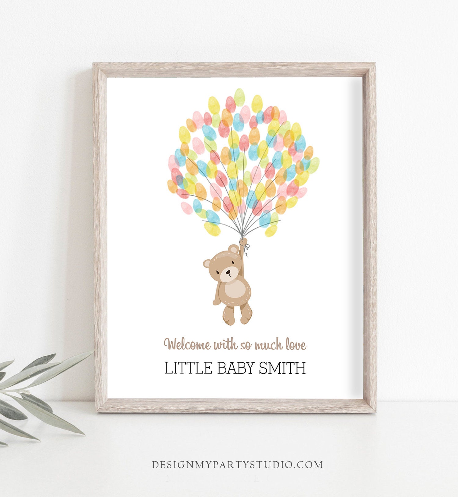 Editable Teddy Bear Baby Shower Fingerprint Guestbook - Etsy Canada