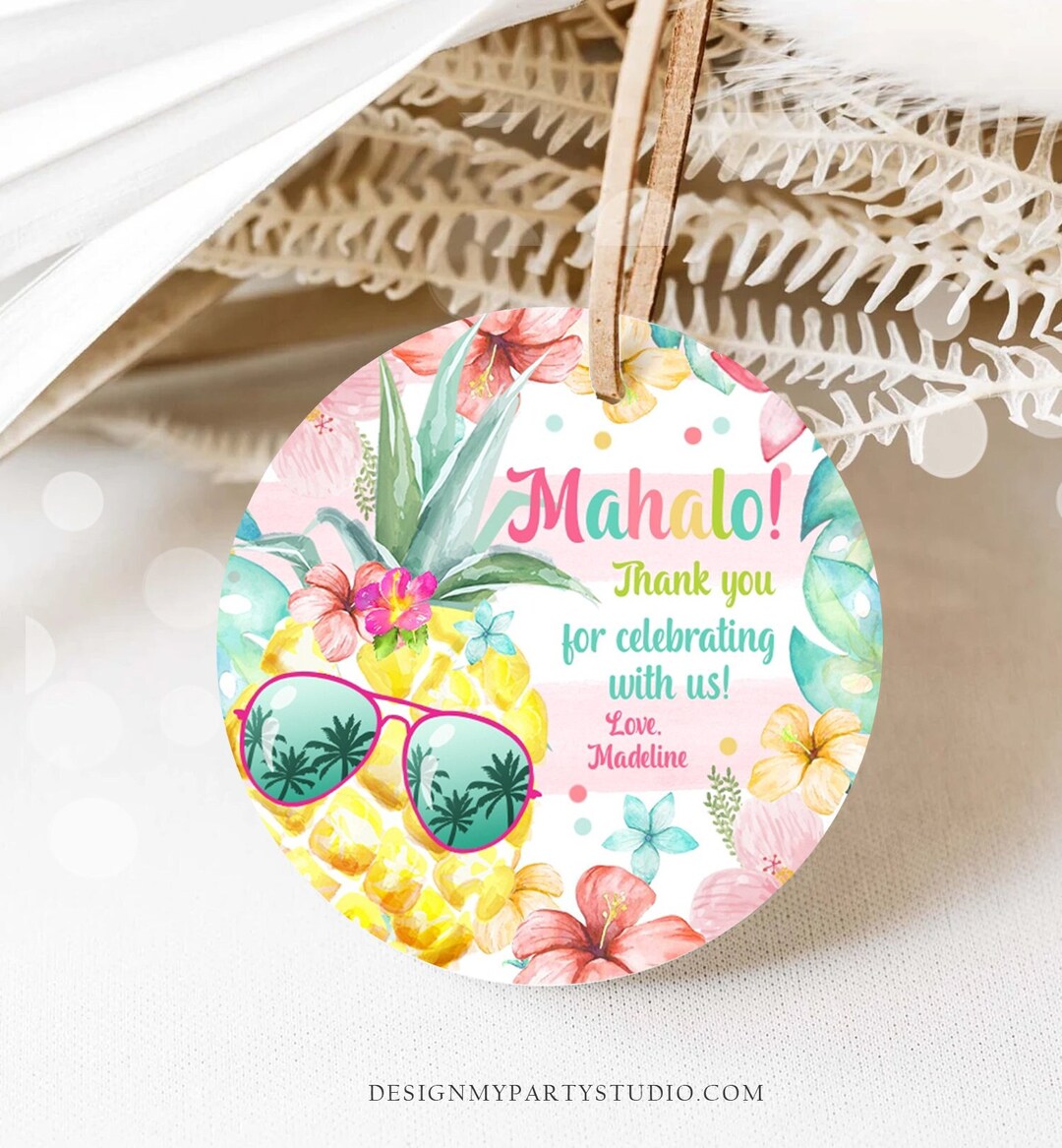 Editable Tropical Aloha Hawaiian Favor Tag Luau Birthday Party ...