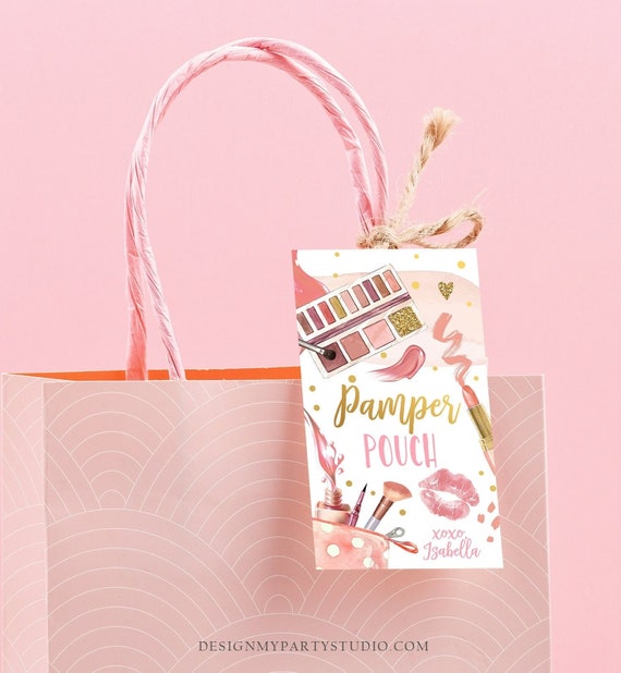 Editable Pamper Party Favor Tags Spa Party Thank You Tags Pamper Pouch ...