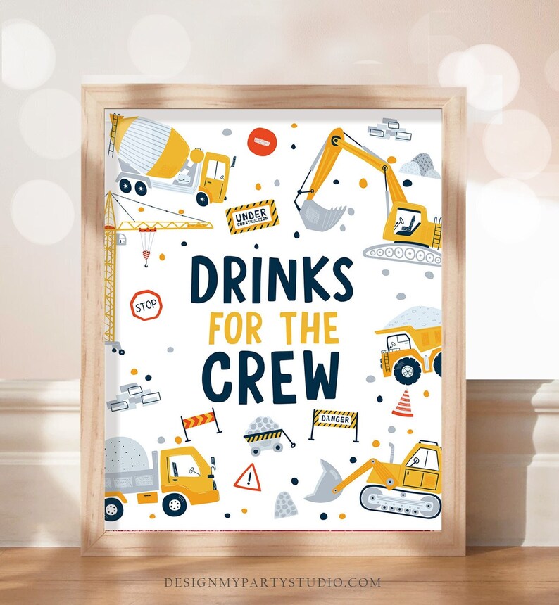 Drinks Sign Construction Birthday Sign Drinks for the Crew - Etsy