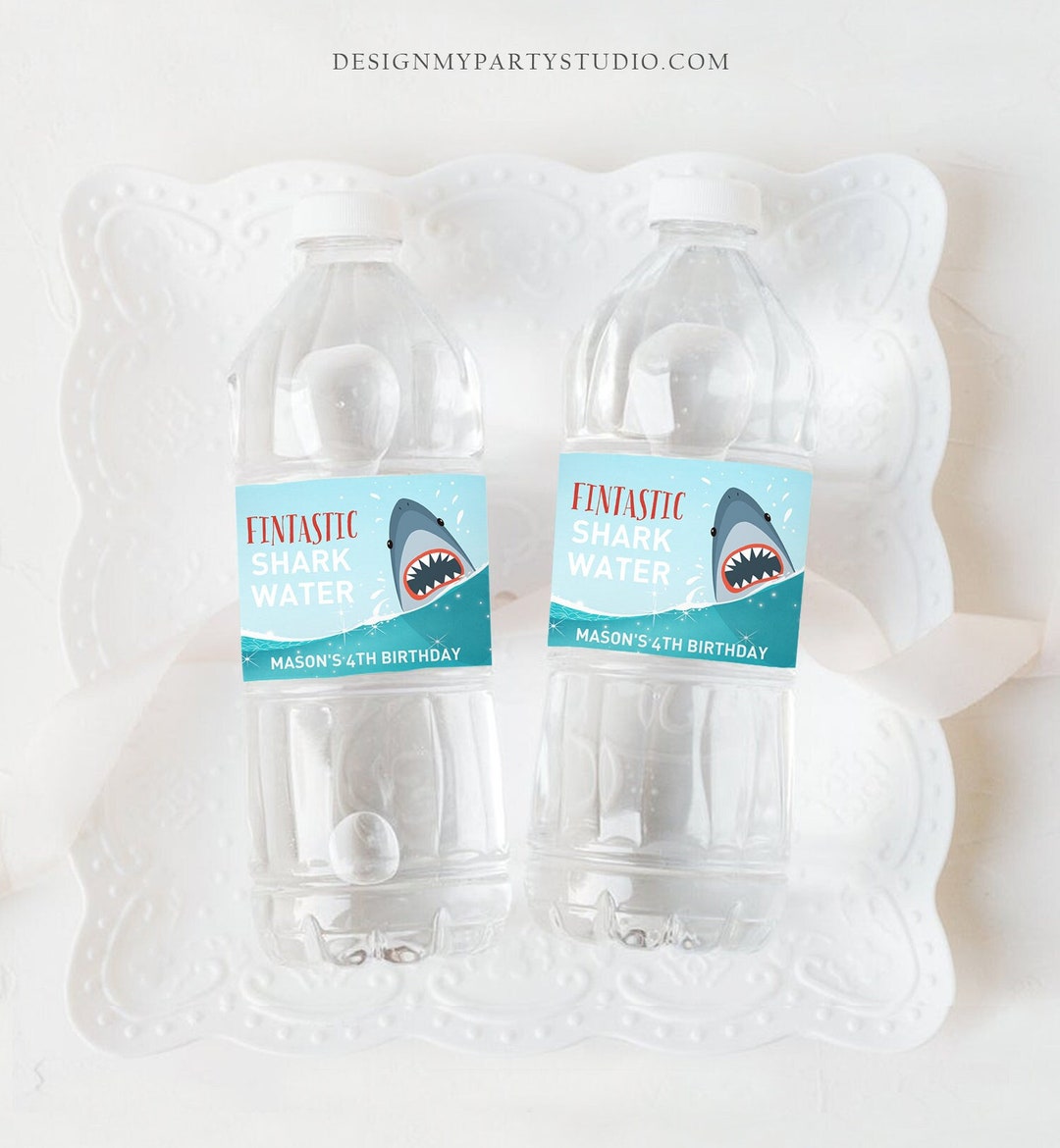Editable Shark Water Bottle Labels Shark Water Labels Boy Shark ...