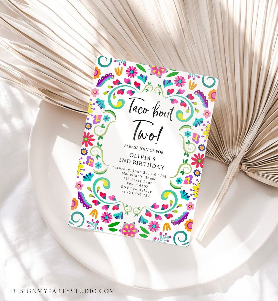 Editable Taco Bout Two Birthday Invitation ANY AGE Girl Boy - Etsy