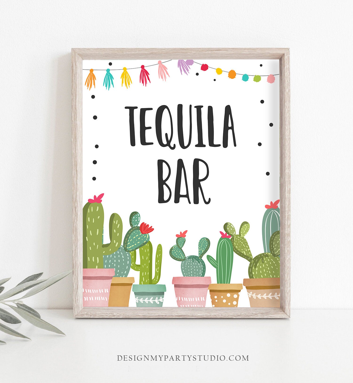 Tequila Bar Fiesta Table Sign Mexican Drinks Cactus Succulent | Etsy
