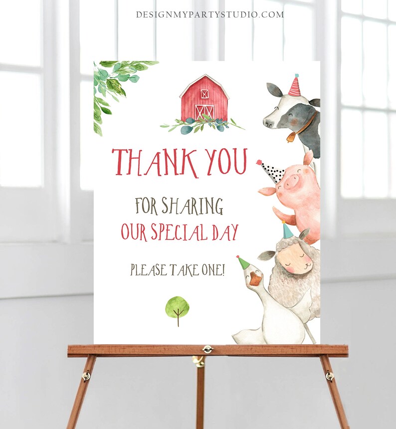 Editable Farm Birthday Thank You Sign Boy Barnyard Birthday - Etsy
