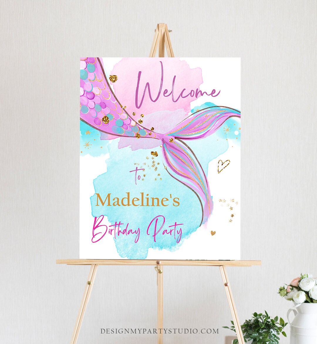Editable Mermaid Welcome Sign Mermaid Birthday Sign Girl - Etsy