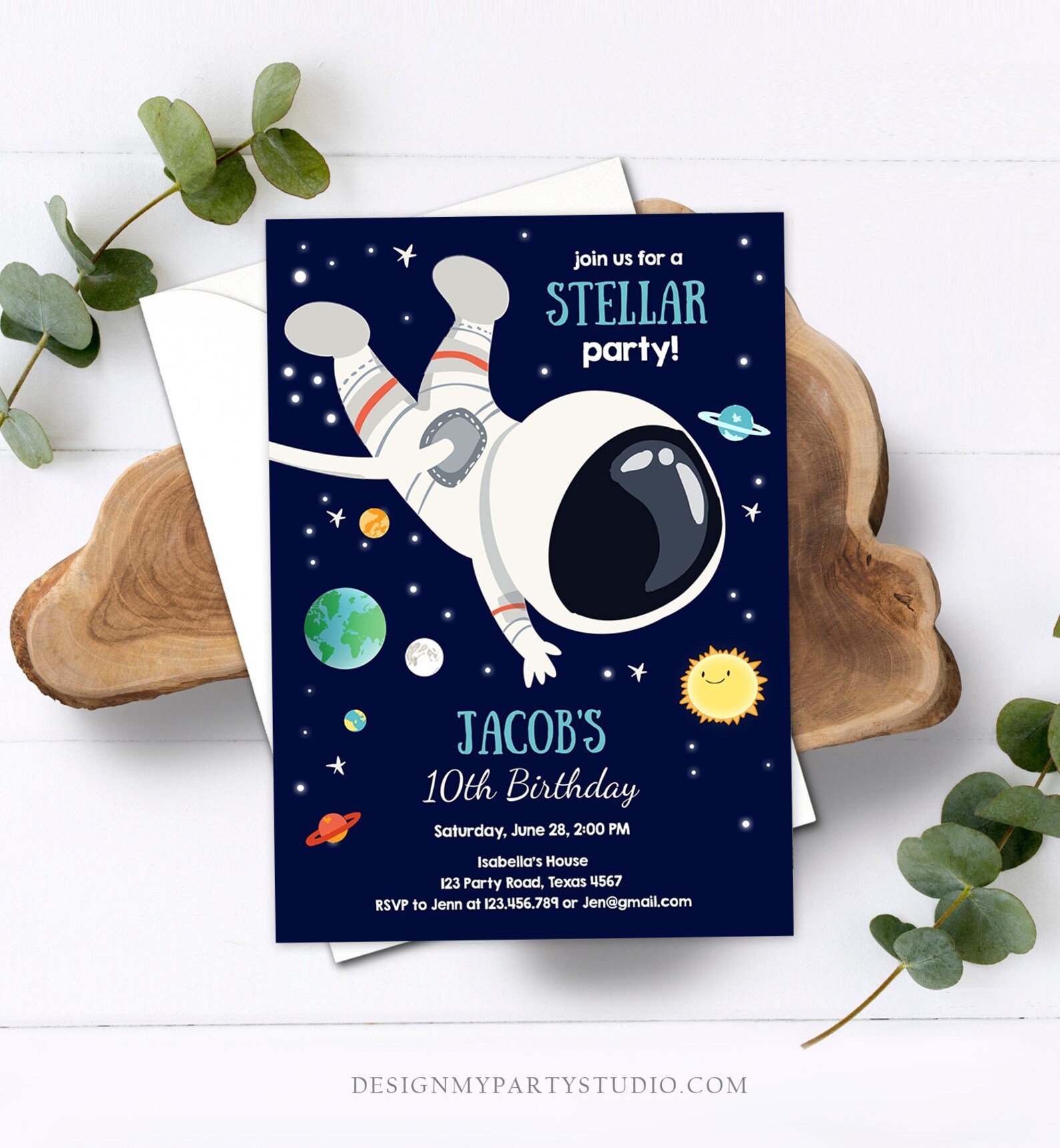 Editable Boy Space Birthday Party Invitation Outer Space - Etsy