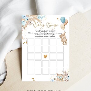 Editable Baby Bingo Game Teddy Bear Baby Shower Bearly Wait Shower ...