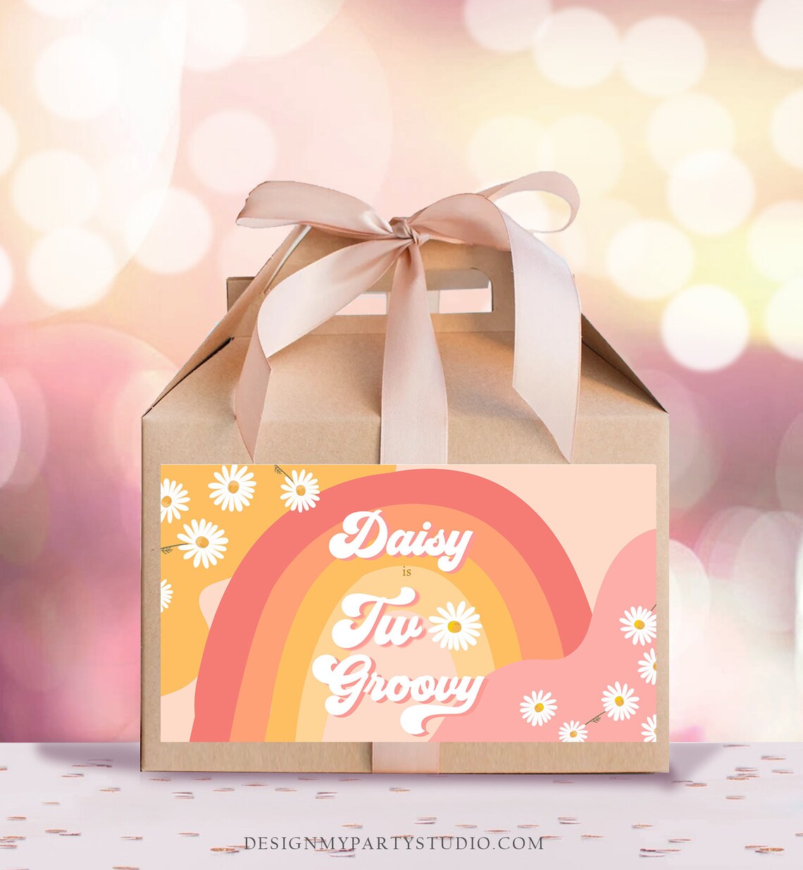 Editable Groovy Birthday Party Gable Box Favor Label Hippie - Etsy