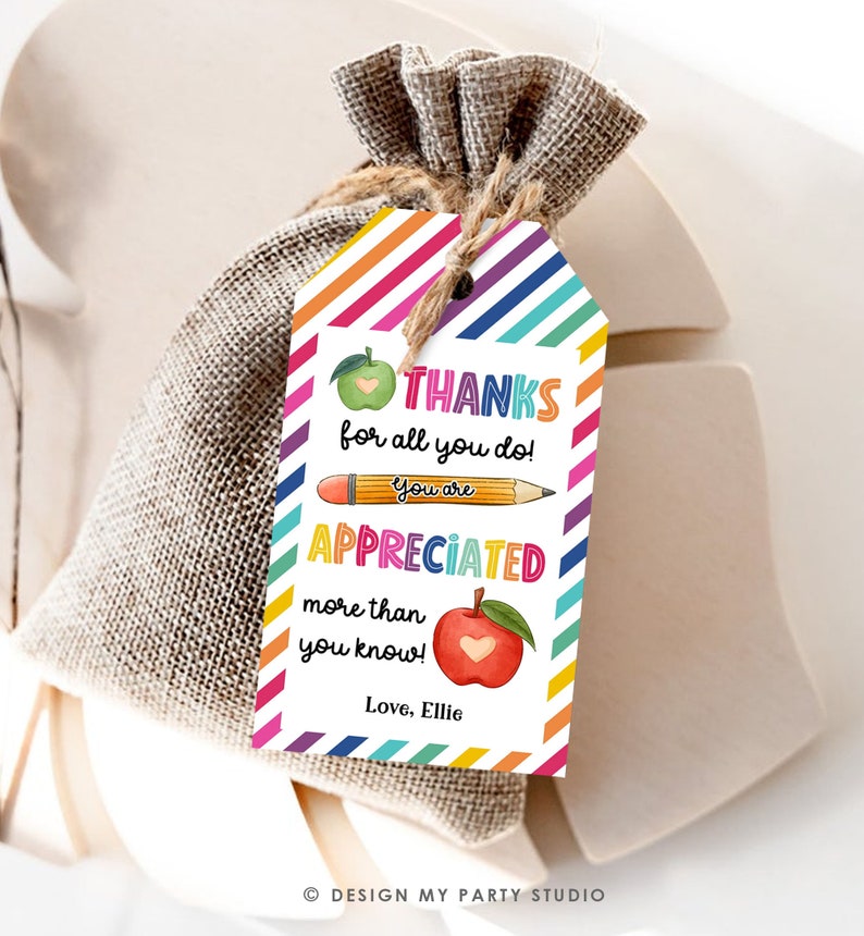 Editable Teacher Appreciation Tag Teacher Tag Thank You Gift Tag End of ...