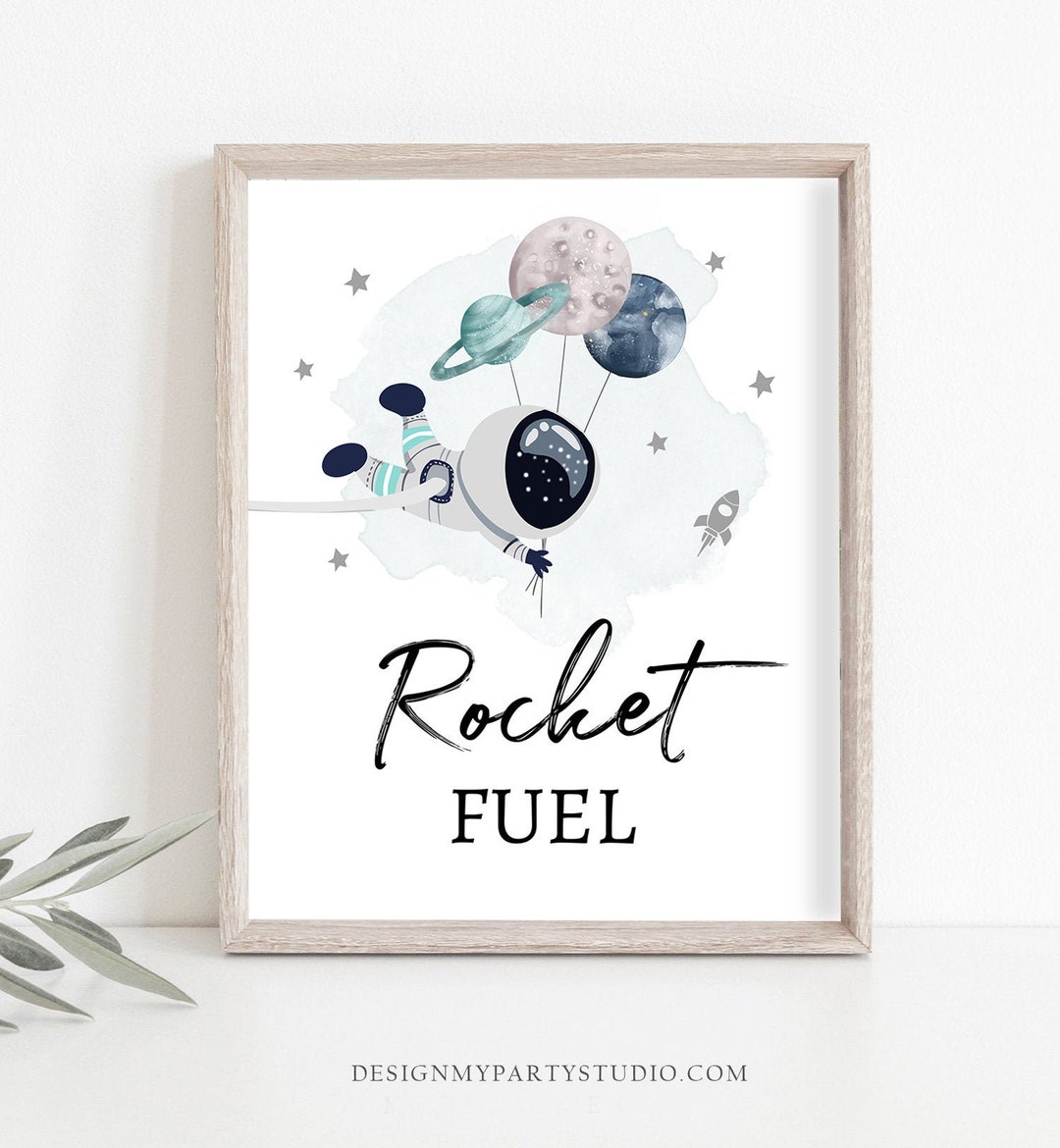 Rocket Fuel Space Party Sign Outer Space Birthday Sign Galaxy Party ...