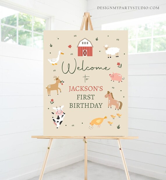 Editable Farm Birthday Welcome Sign Barnyard Birthday Welcome Sign Farm ...
