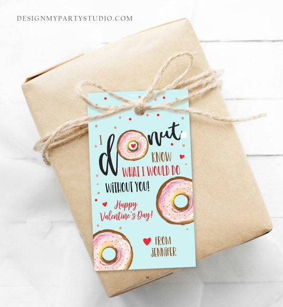 Editable Donut Valentine Tag Valentine's Day Card for Kids School Donut ...