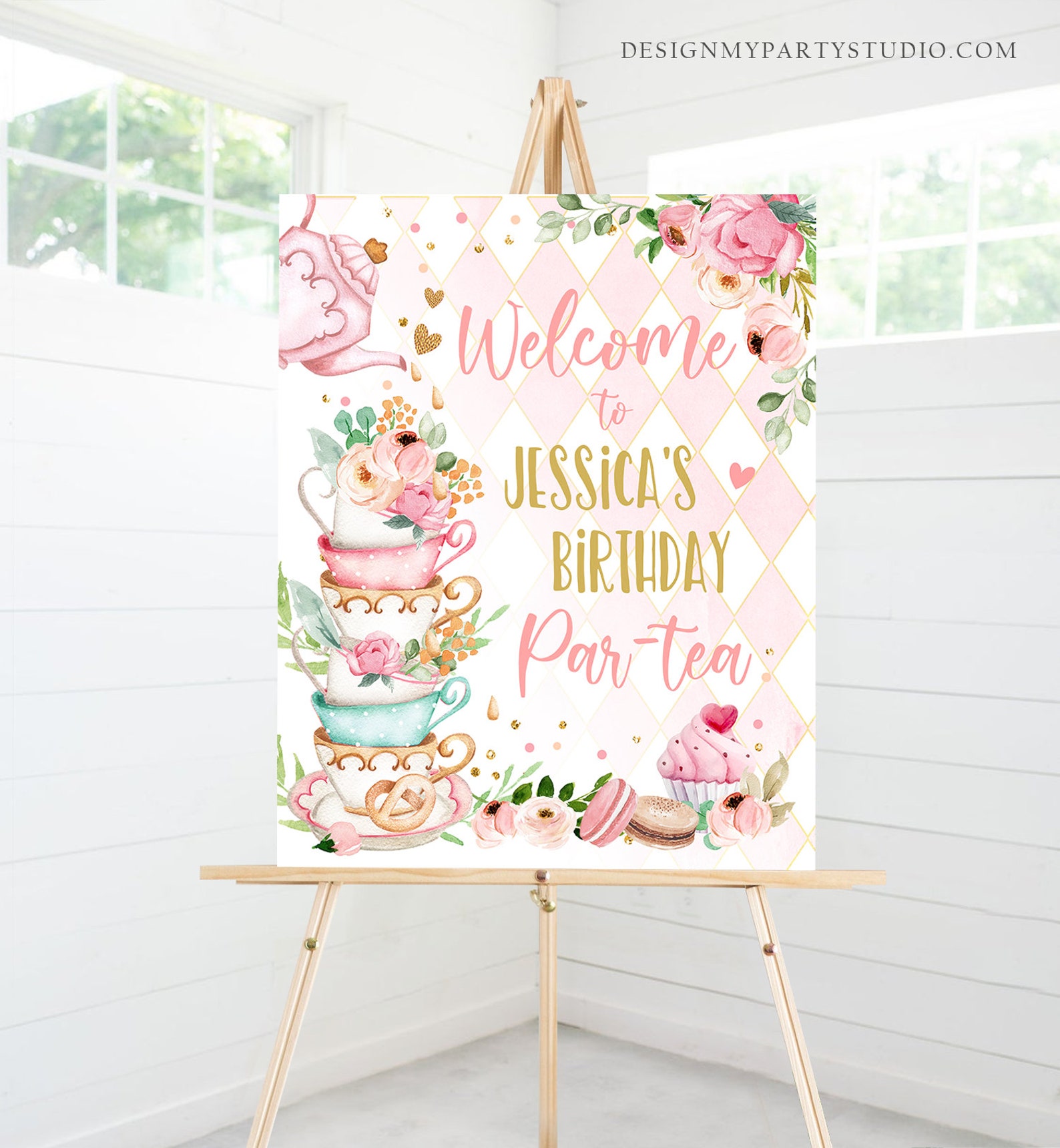 Editable Birthday Tea Party Welcome Sign Birthday Par-tea - Etsy