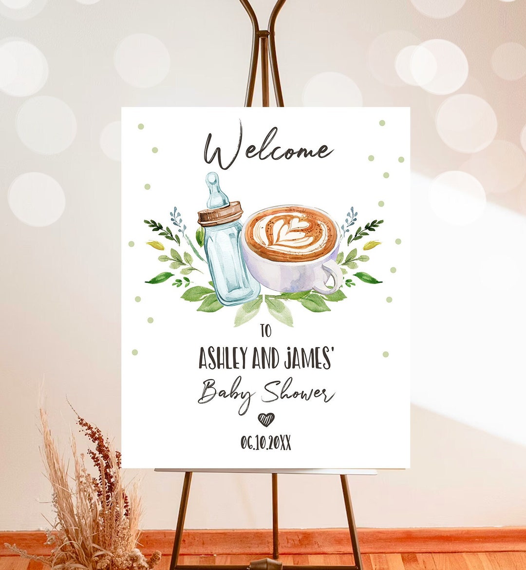 Editable A Baby is Brewing Welcome Sign Brewing Baby Shower Bottle and ...