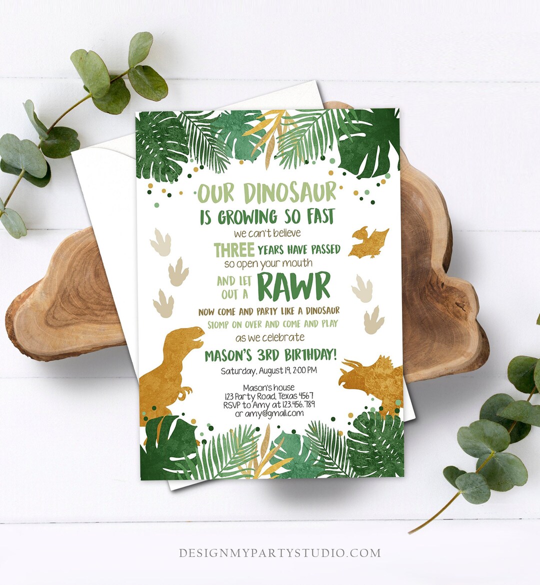 Editable Dinosaur Birthday Invitation ANY AGE Dino Dig Party ...