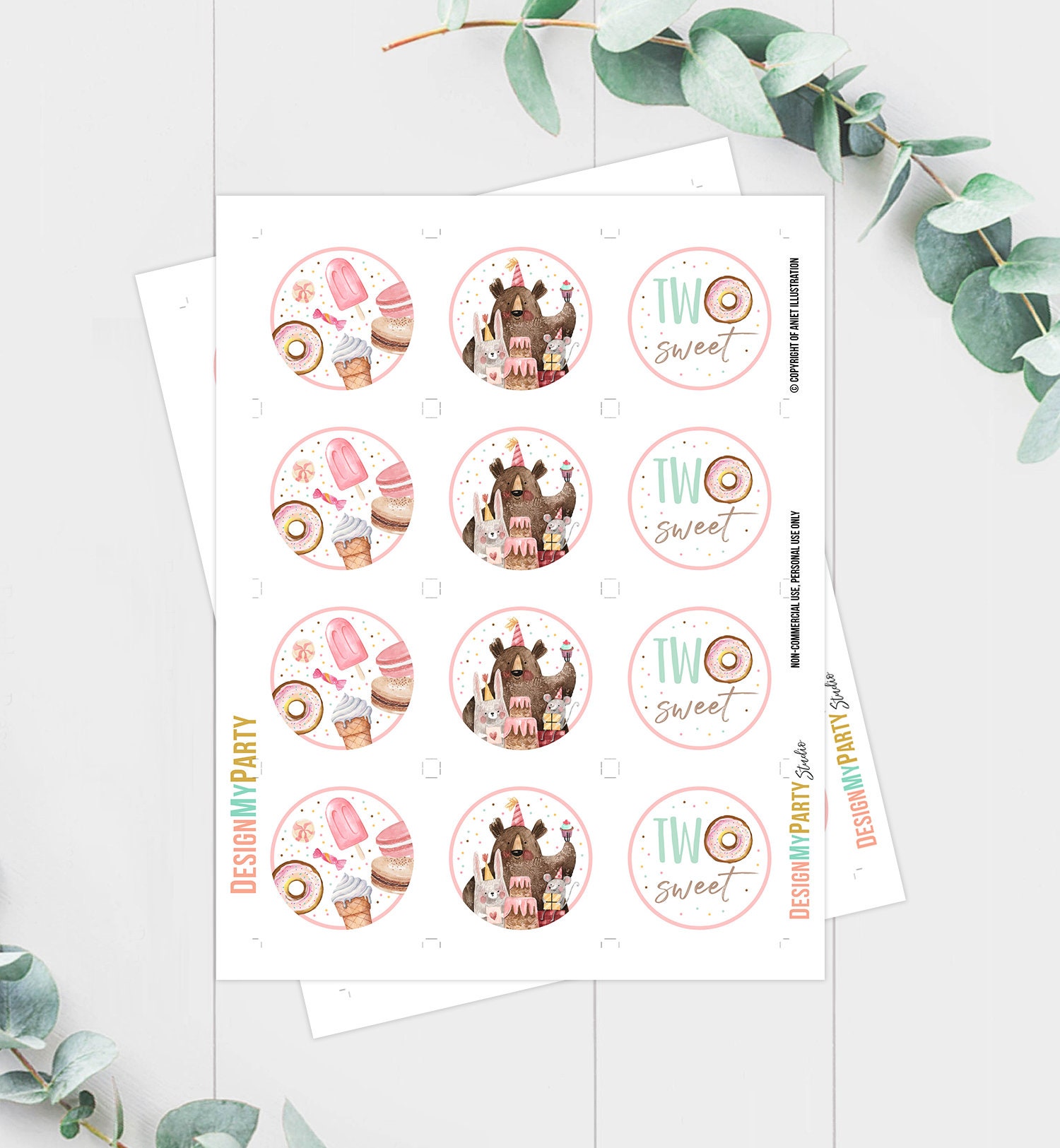 Two Sweet Birthday Cupcake Toppers Second Birthday Sweet - Etsy
