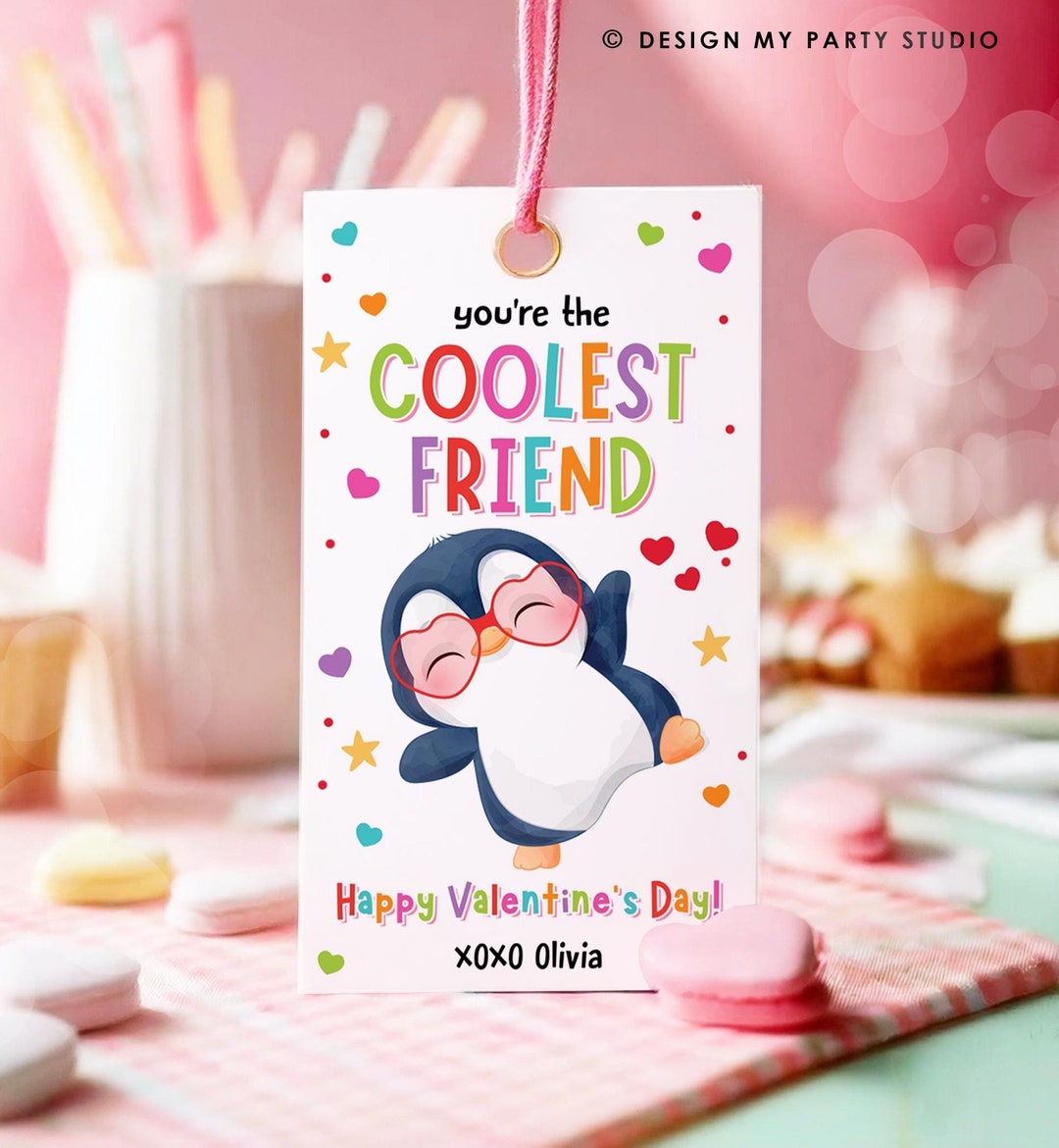 Editable You're the Coolest Friend Valentines Day Gift Tag Valentine ...