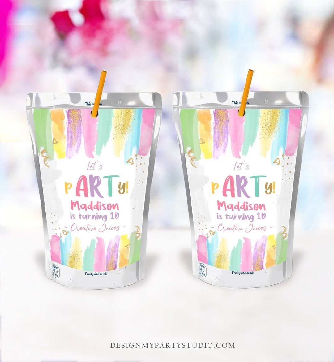 Editable Art Party Birthday Capri Sun Labels Art Party Juice - Etsy
