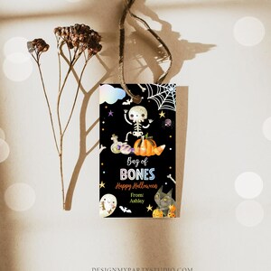 Editable Halloween Gift Tag Skeleton Gift Tags Trick or Treat Halloween ...