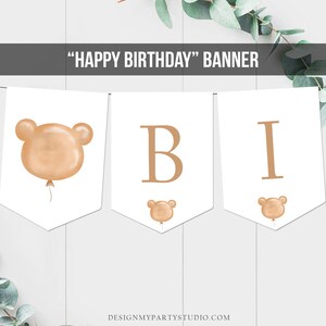 Happy Birthday Banner Teddy Bear Banner Girl Beary First Birthday ...