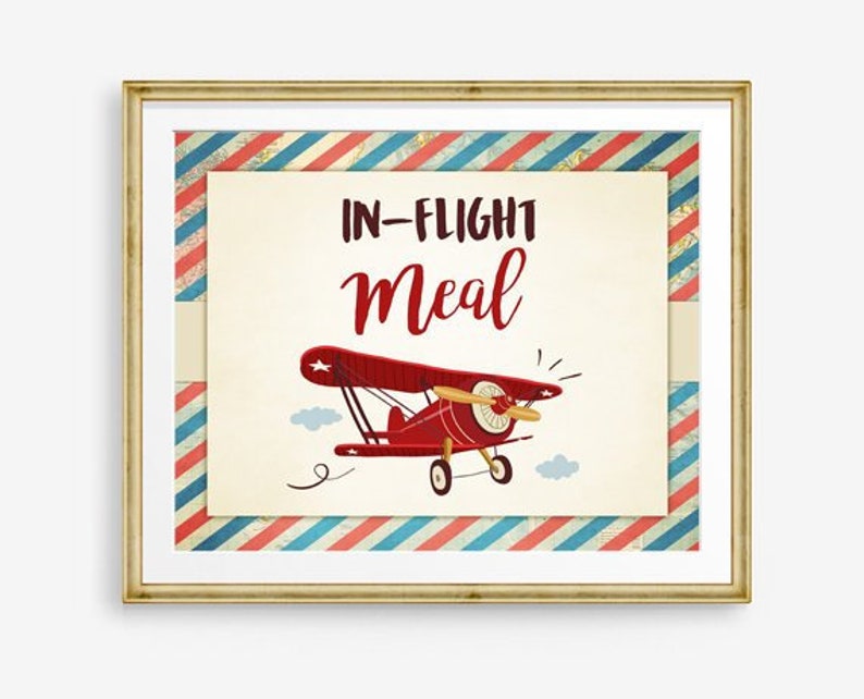 In Flight Meal Sign Airplanes Birthday Party Sign Vintage | Etsy