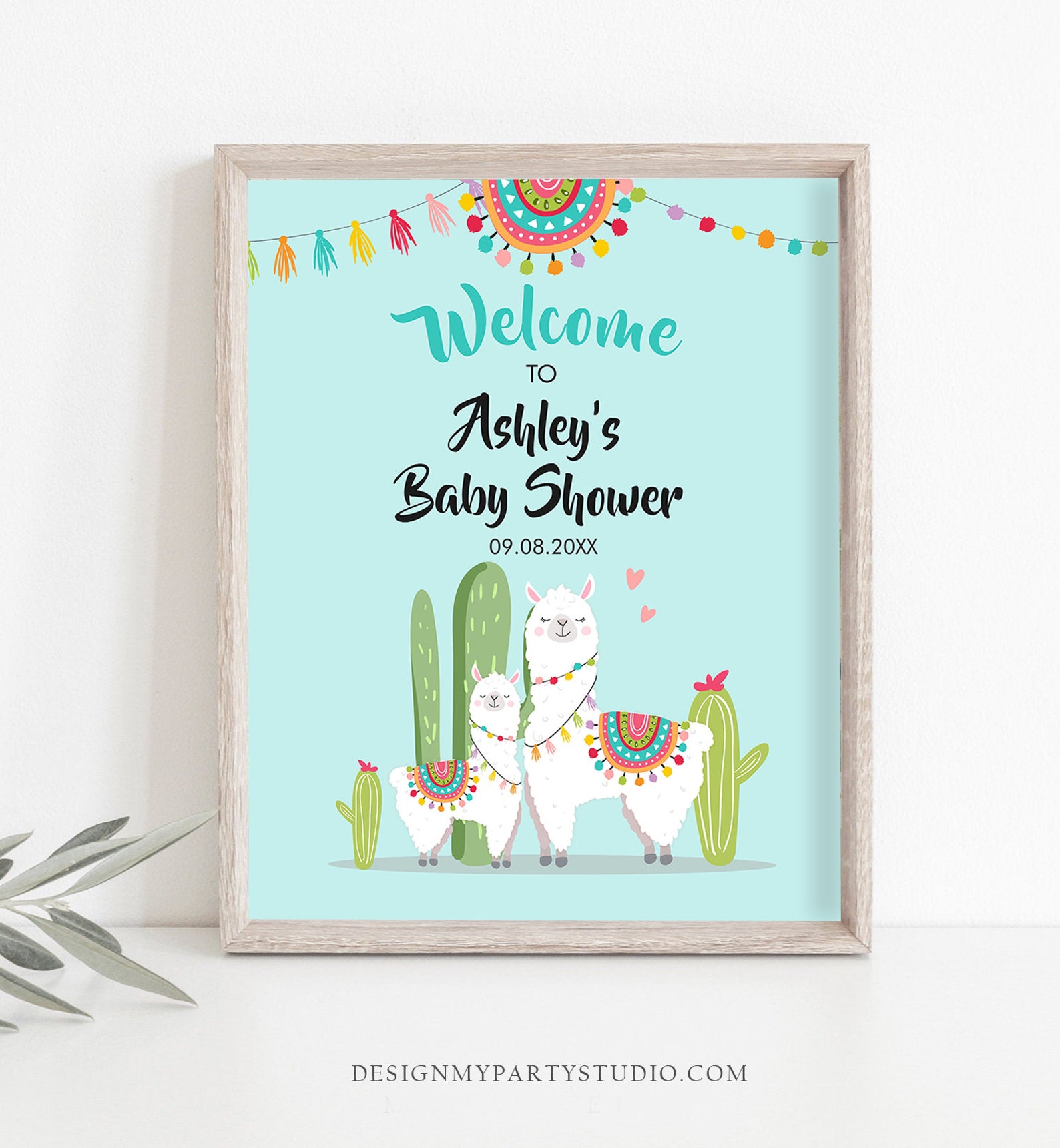 Editable Llama Welcome Sign Llama Baby Shower Welcome Baby Boy | Etsy
