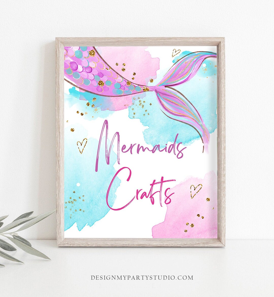 Mermaid Crafts Sign Mermaid Birthday Sign Table Decor Mermaid DIY Party ...