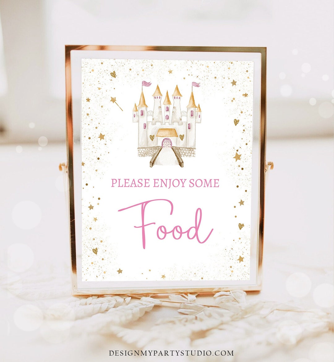 Food Party Sign Princess Castle Birthday Sign Table Decor Princess ...