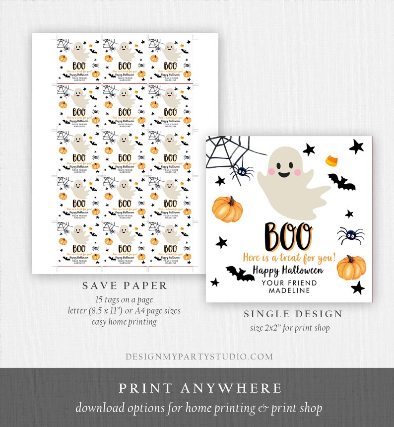 Editable Halloween Favor Tags Boo Gift Tags Costume Party - Etsy