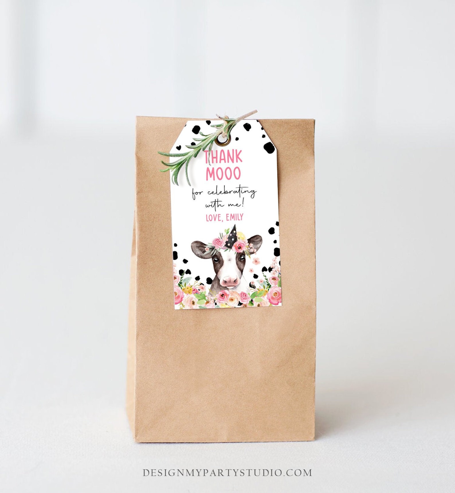 Editable Cow Thank You Tags Farm Favor Tag Thank Mooo Barnyard Gift Tag ...