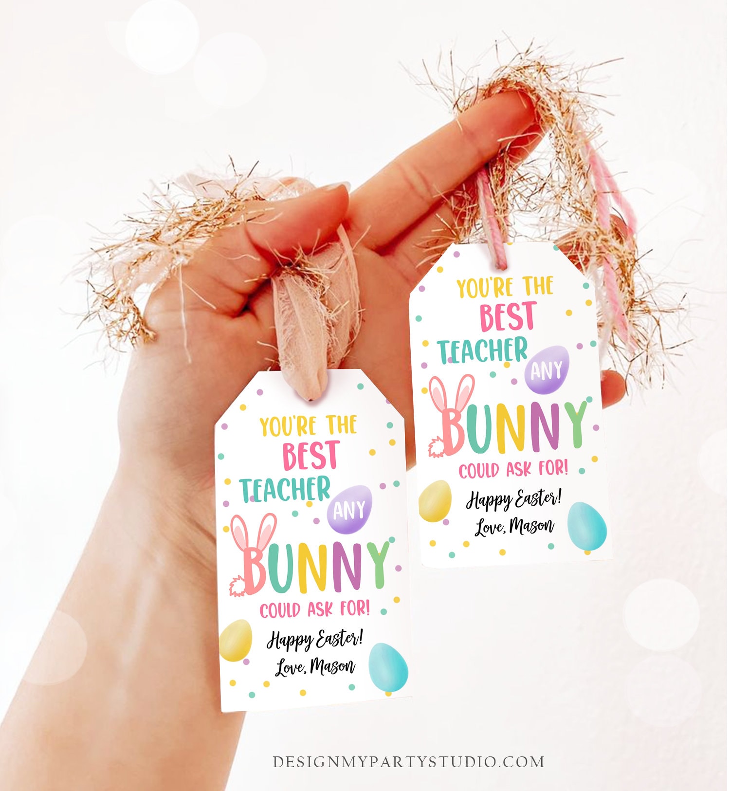 Editable Teacher Gift Tags Easter You're the Best Teacher Any Bunny ...