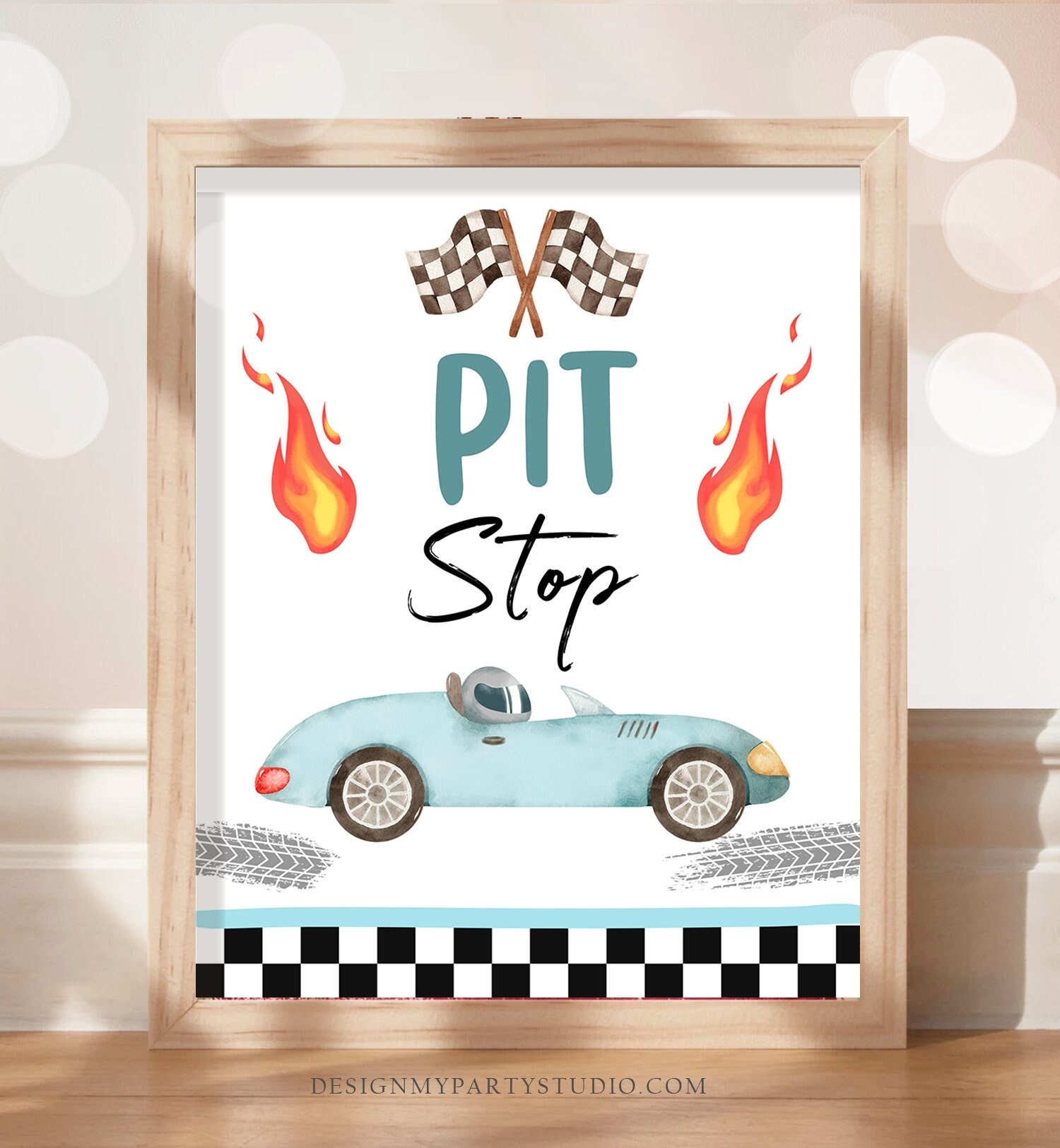 Pit Stop Race Car Sign Race Car Birthday Party Sign Two Fast Birthday ...