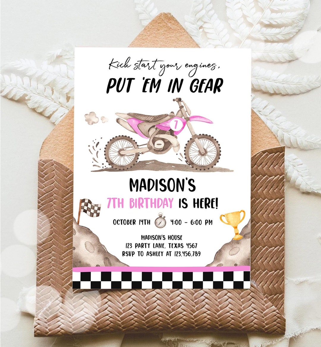 Editable Dirt Bike Birthday Invitation Start Engines Race on Over ...