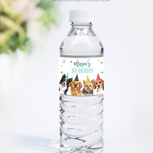 Editable Dog Water Bottle Labels Dog Birthday Puppy Party Doggy Pet Vet ...