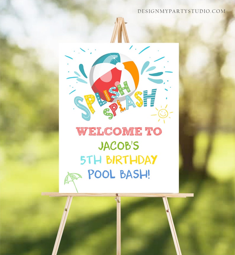 Editable Pool Party Welcome Sign Pool Party Birthday Beach - Etsy