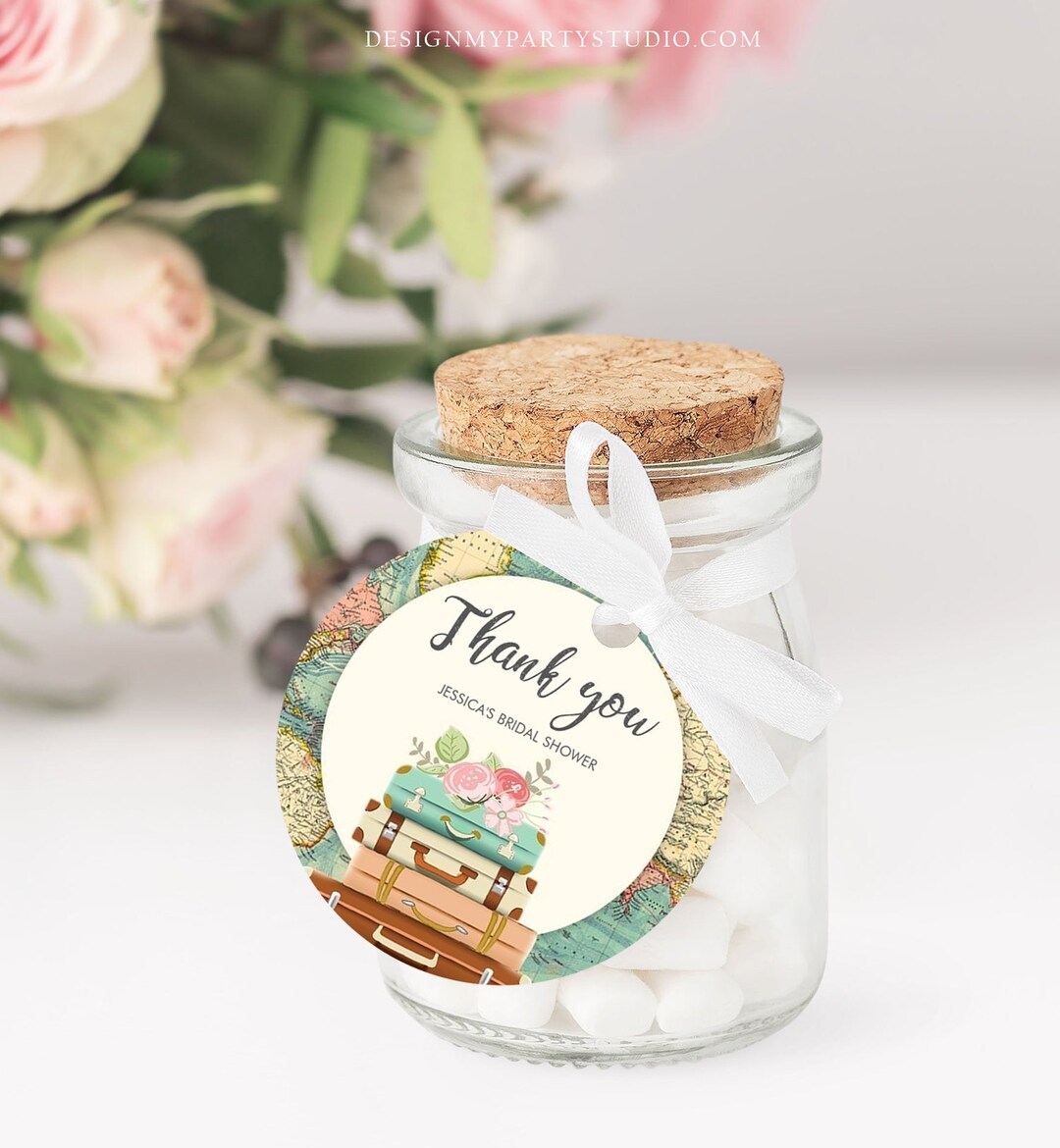 Editable Travel Favor Tags Travel Adventure Bridal Shower Round Square ...