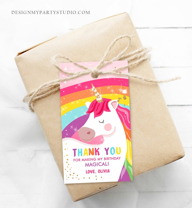 Editable Unicorn Favor Tags Unicorn Magical Birthday Thank You Tags ...