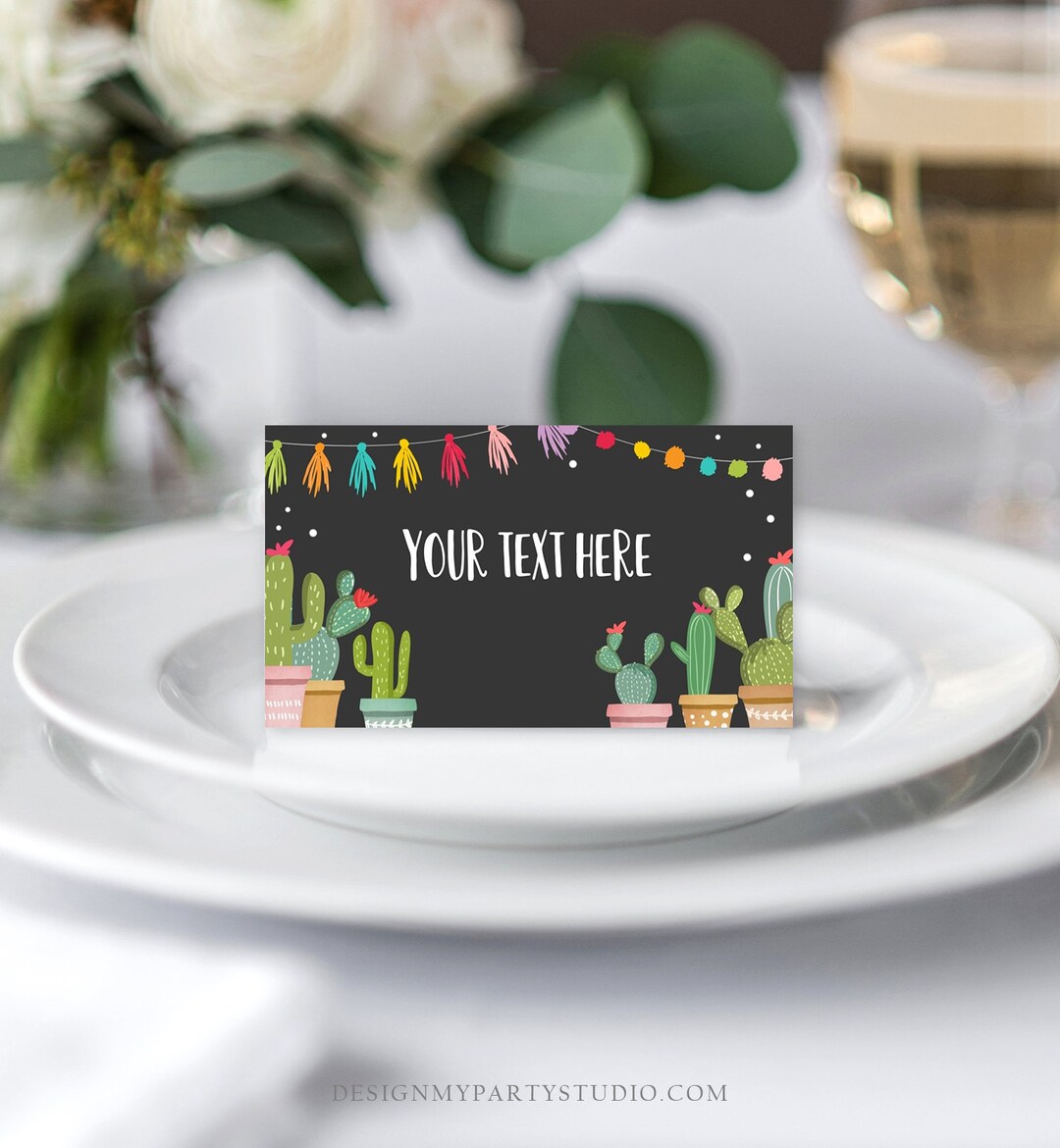 Editable Fiesta Cactus Food Labels Fiesta Party Place Card - Etsy