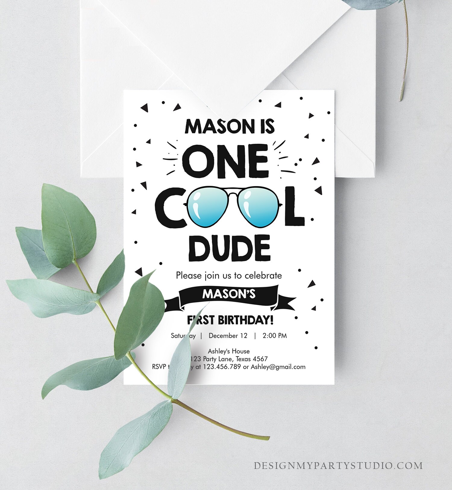 Editable One Cool Dude 1st Birthday Invitation Boy First - Etsy