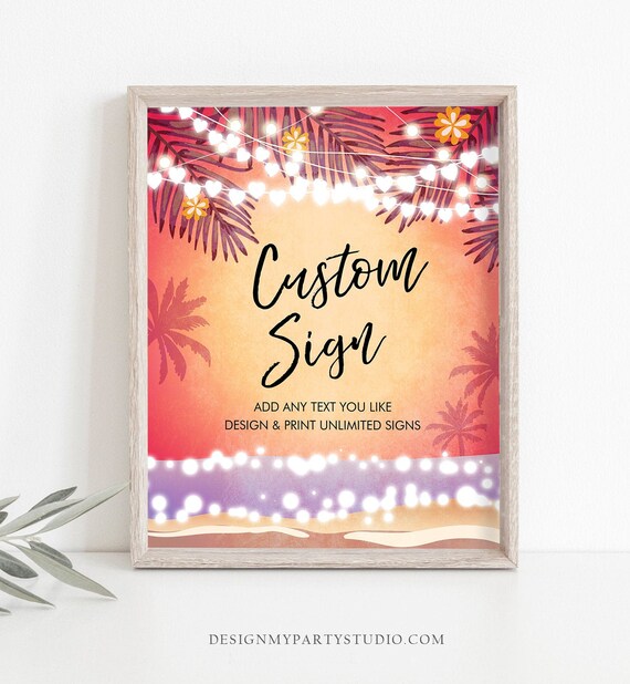 Editable Custom Sign Tropical Beach Birthday Table Sign Havana Cuban ...