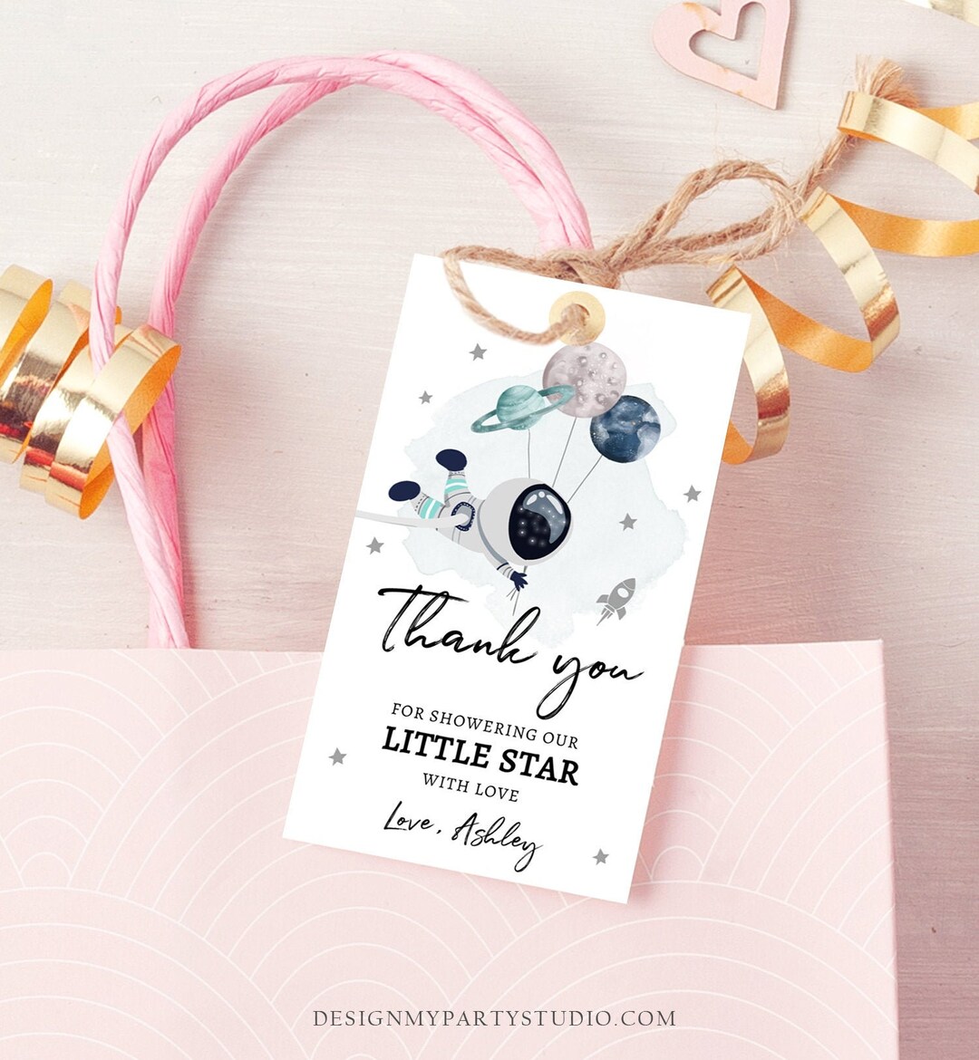 Editable Outer Space Favor Tags Astronaut Baby Shower Thank You Boy ...