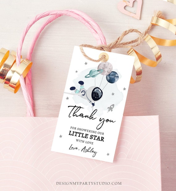 Editable Outer Space Favor Tags Astronaut Baby Shower Thank You Boy ...