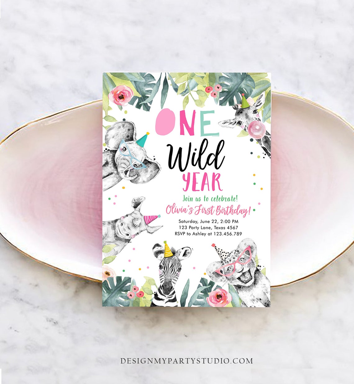 Editable One Wild Year Birthday Invitation Safari Party | Etsy