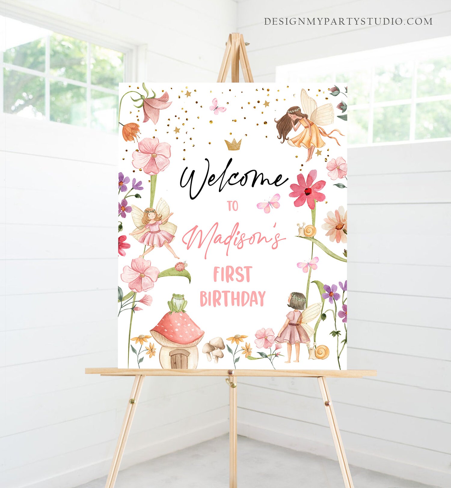 Editable Fairy Birthday Welcome Sign Fairy Garden Sign - Etsy