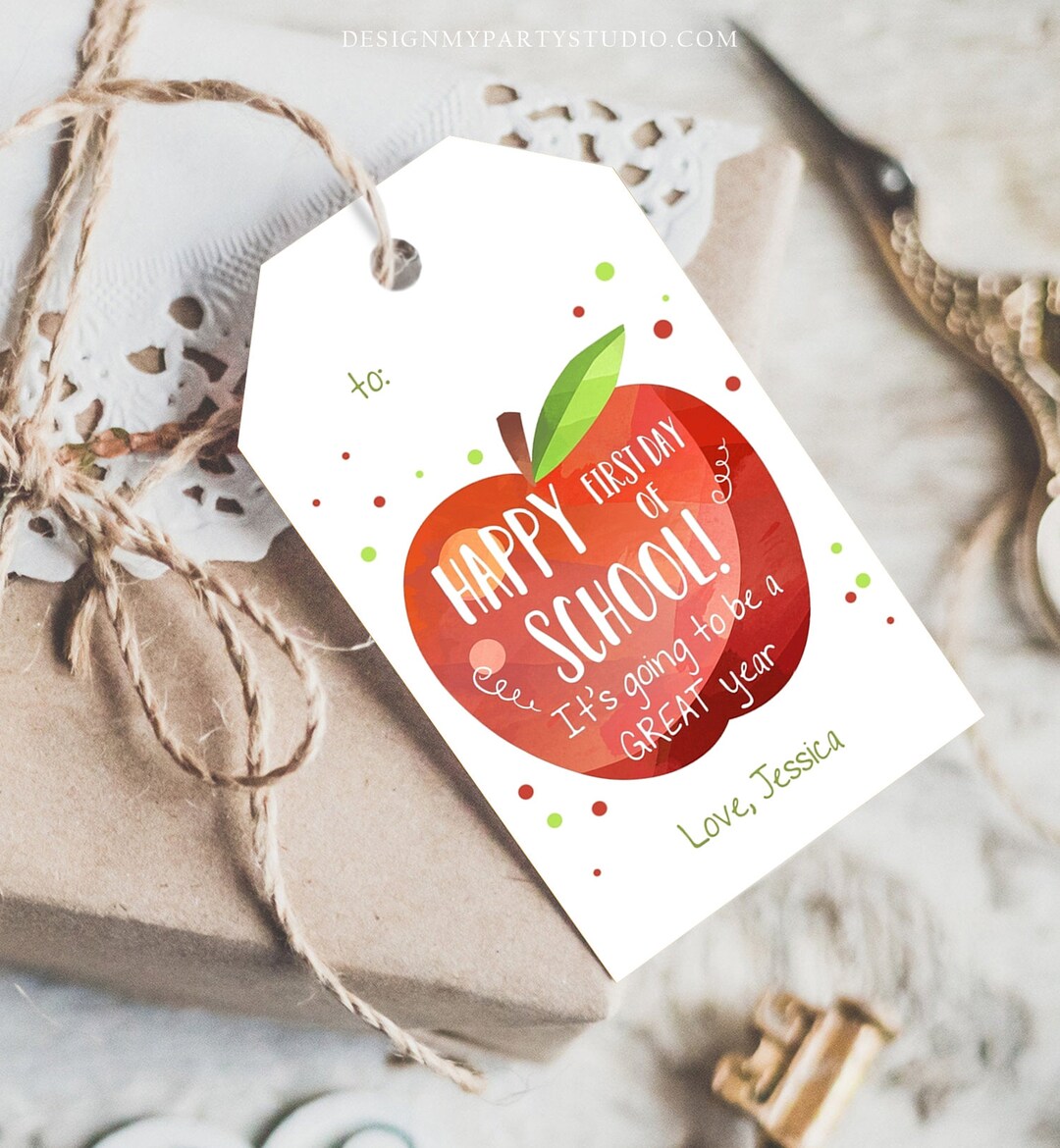Editable Back to School Tag Happy First Day of School Gift Teacher ...