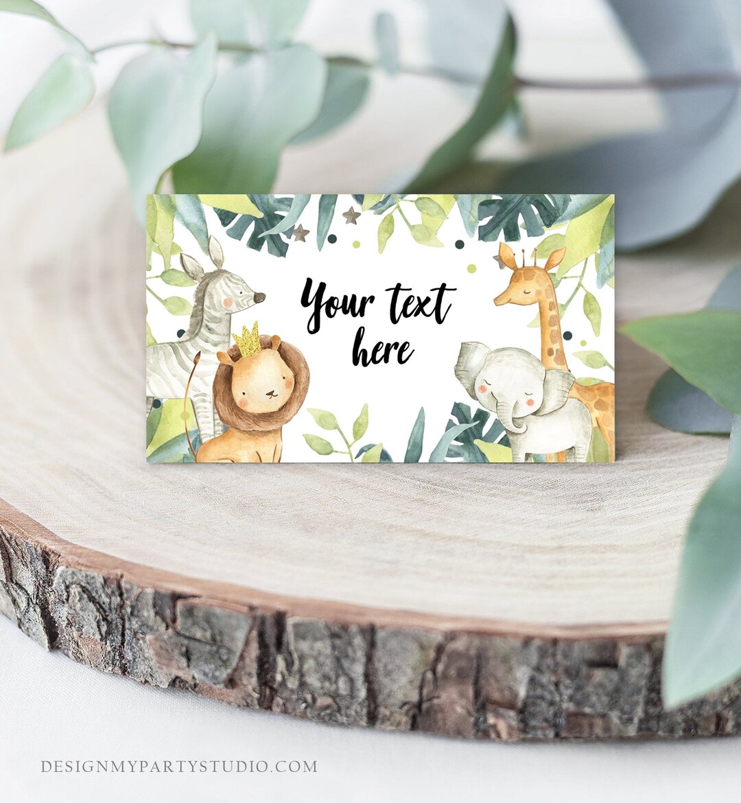 Editable Safari Animals Food Labels Wild One Animals Place - Etsy