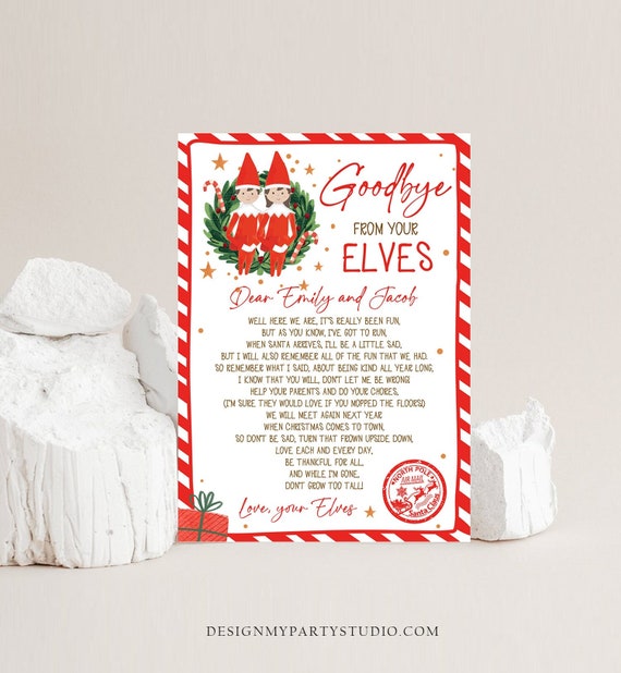 Editable Elf Goodbye Letter Boy and Girl Farewell Letter Christmas ...