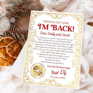 Editable Elf Arrival Letter Return Letter Christmas Elf I'm Back Elf ...