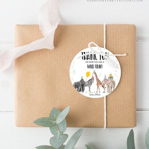Editable Party Animals Favor Tags Wild One Animals Thank You Tag Safari ...
