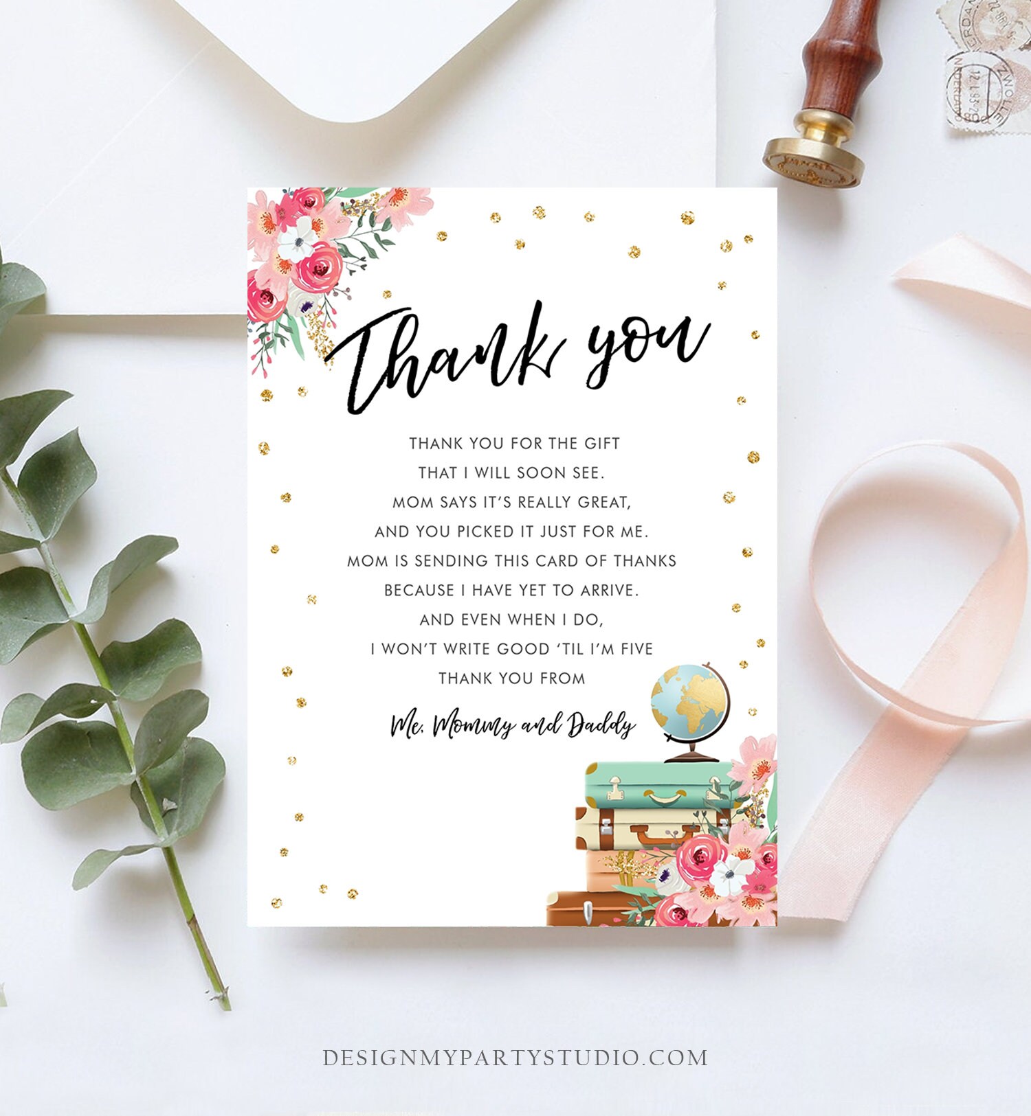 Editable Travel Thank You Card Adventure Traveling Note Miss - Etsy